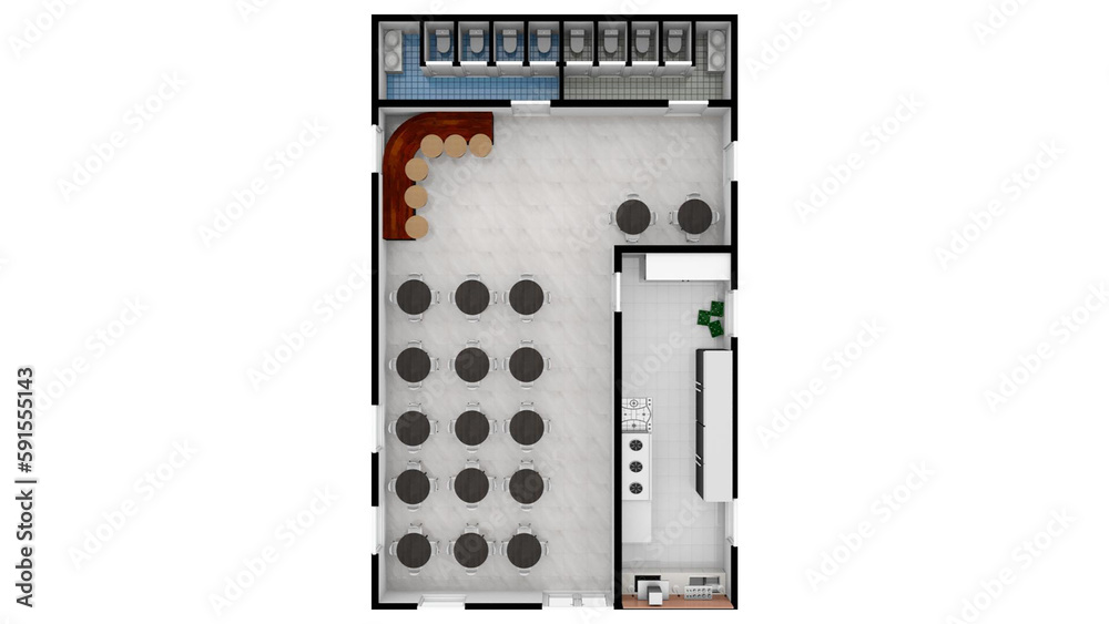 Cafe top view plans. Floor plan 3d with the furniture Furniture symbols ...