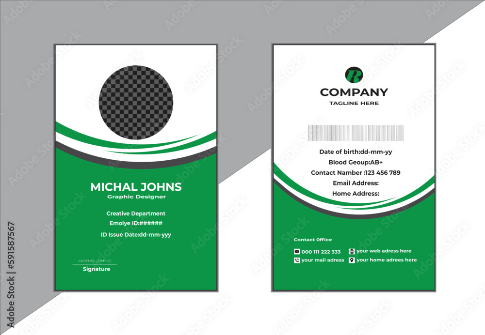 professional id card design vector office, creative variations template ...