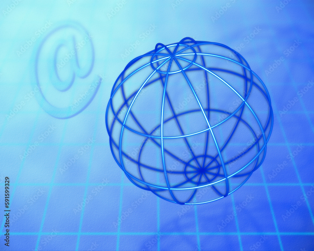 Wire Globe and @ Symbol Stock Illustration | Adobe Stock