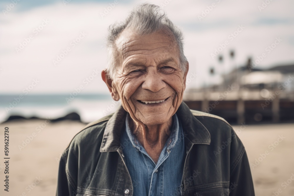 Conceptual portrait photography of a cheerful, man in his 80s wearing a ...