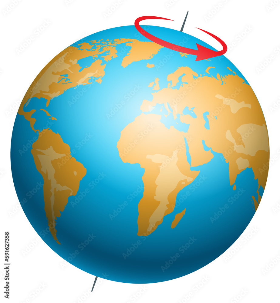 Planet rotation around axis. Earth geography illustration Stock ...