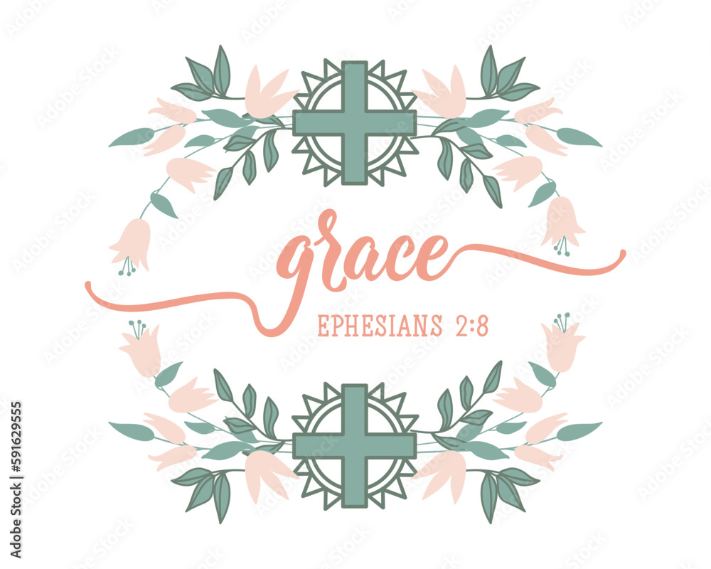 Grace. Bible lettering. calligraphy vector. Ink illustration. Stock ...