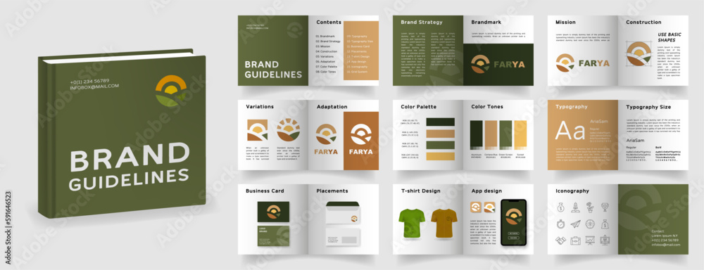 Brand Guidelines template. Green and Brown Logo Guideline template ...