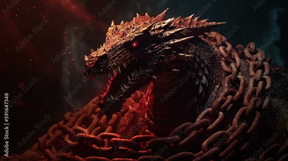 The red dragon of revelation bound with chains for 1000 years - the ...