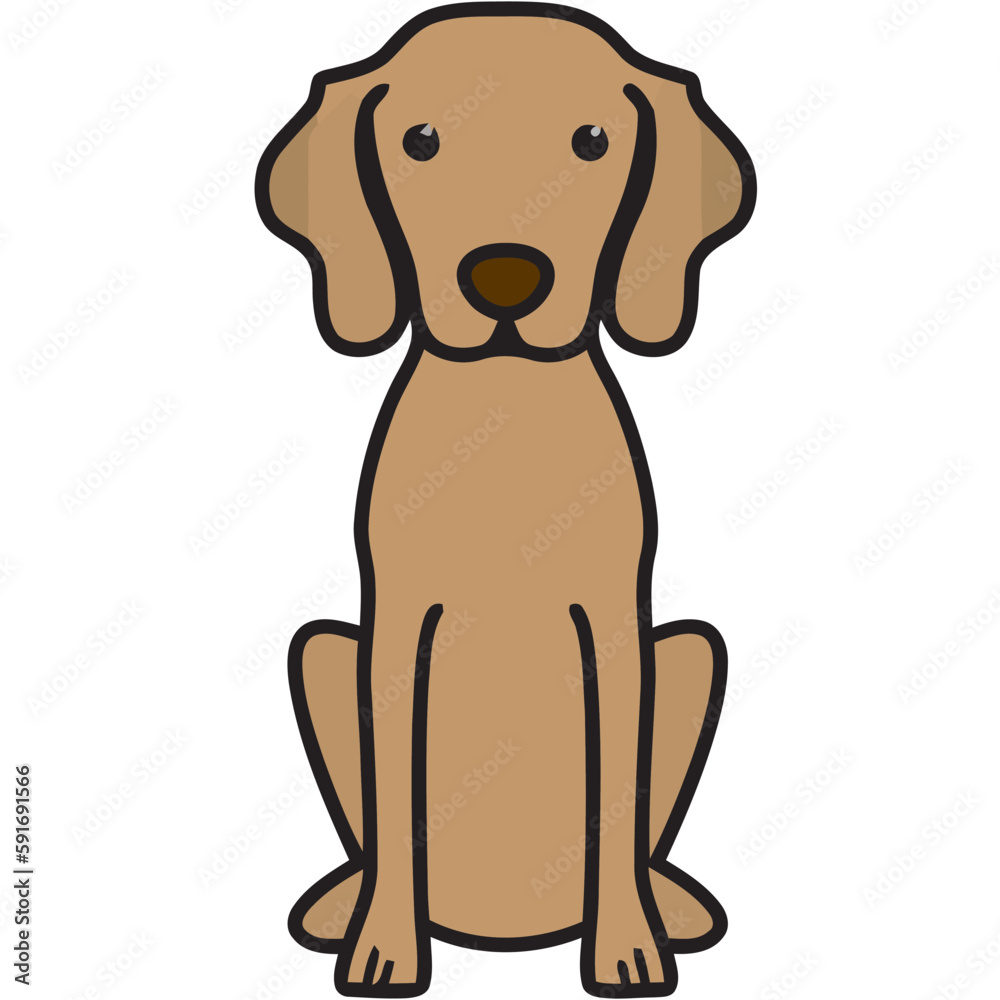 Vizsla Dog Breed Cartoon Kawaii Sketch Hand Drawn Watercolor Painting ...