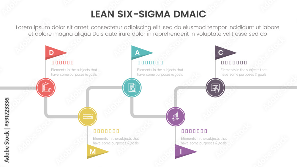 dmaic lss lean six sigma infographic 5 point stage template with ...