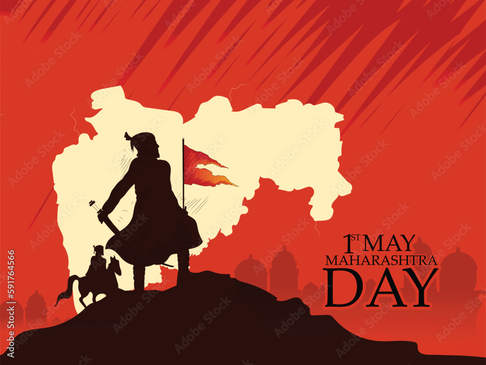 creative banner of Maharashtra Day Hindi Calligraphy with Maharashtra ...