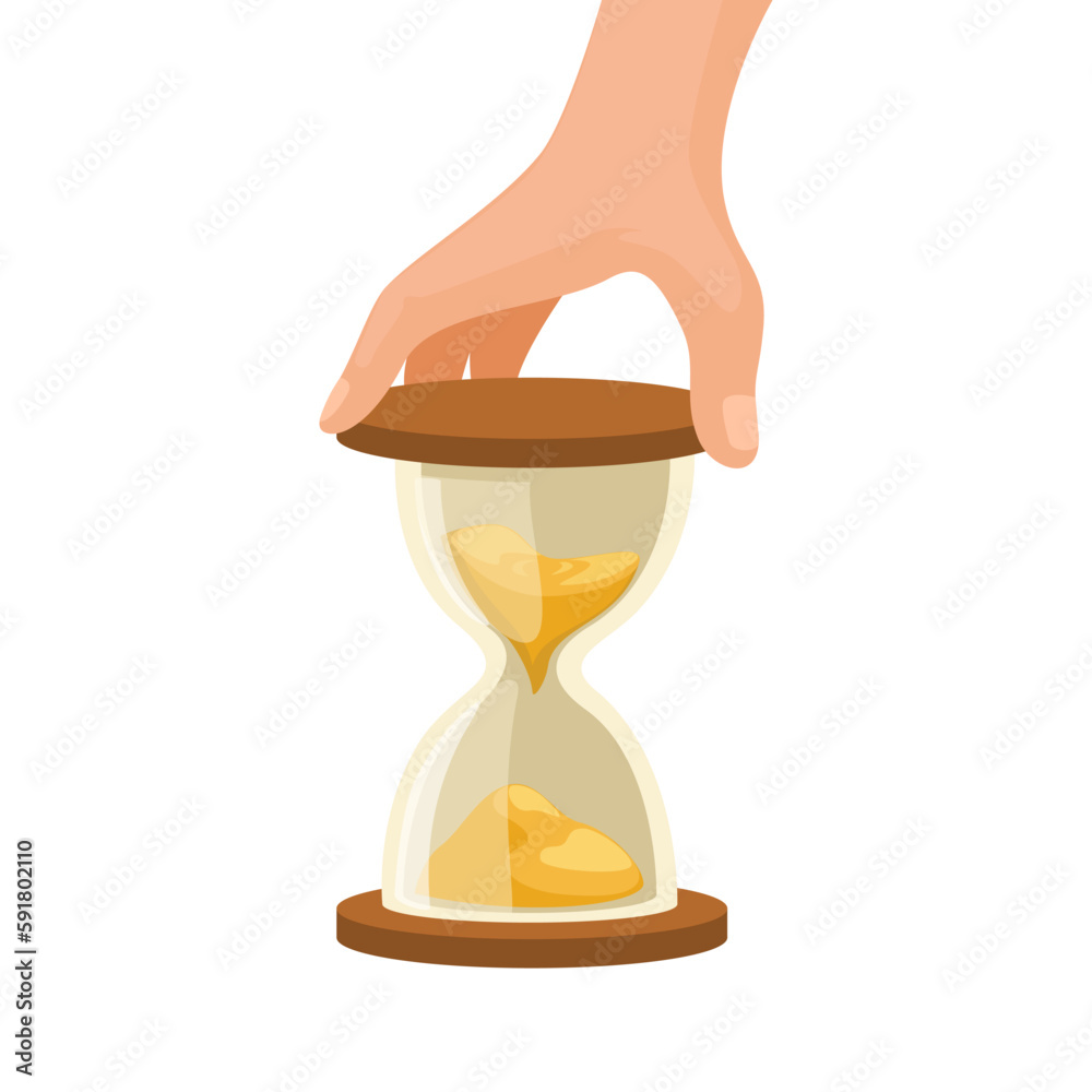 Hand holding Classic Hourglass Symbol cartoon illustration vector Stock ...