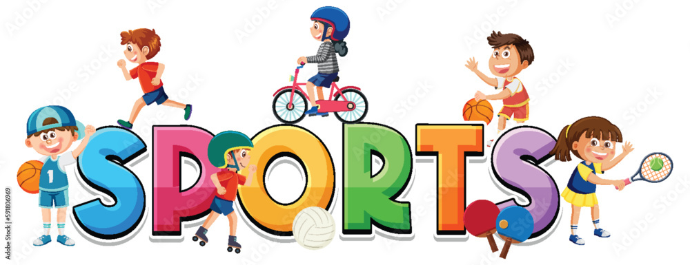Cartoon Kids Sports Banner Design Stock Vector | Adobe Stock
