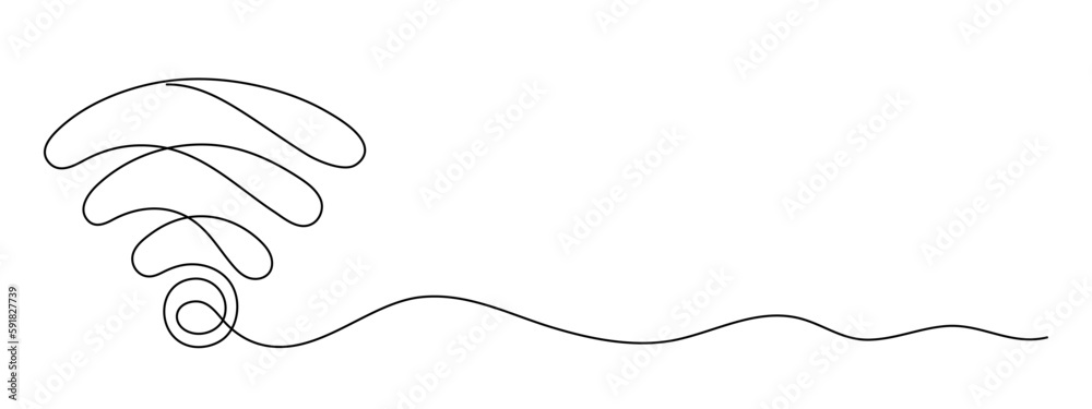 WI-FI signal one line art,hand drawn internet hotspot,access point ...