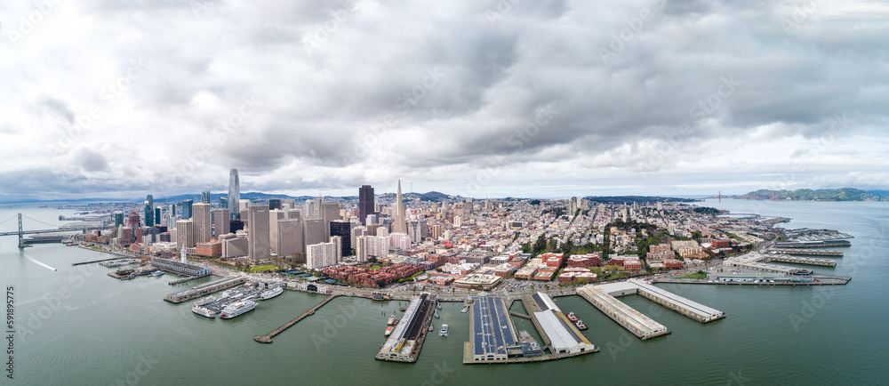 Embarcadero in San Francisco. Pier and Eastern Waterfront and Roadway ...