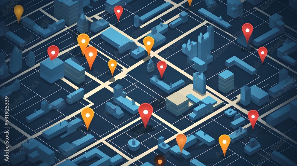 Geofencing and location based marketing concept illustration. With GPS ...