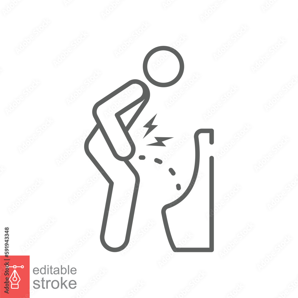 Urine pain flat icon. Simple outline style. Painful urination, urinary ...