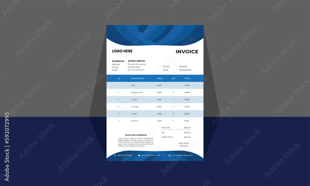 Invoice Layout Business invoice form template. Invoicing quotes, money ...