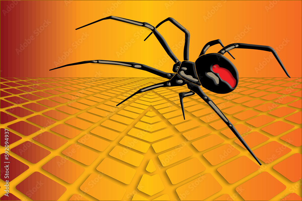 Abstract illustration of Black widow Spider - Illustration, Adult ...