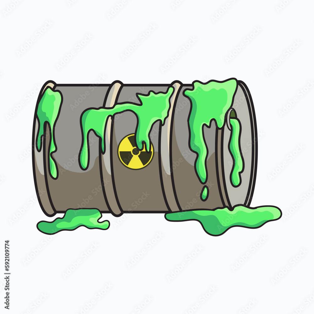 Vetor Hazard barrel with dripping green liquid radioactive waste icon ...