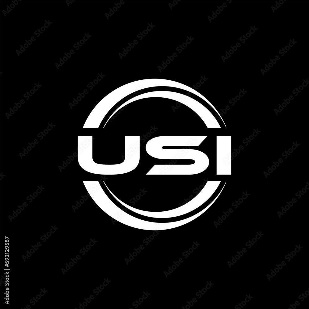 USI letter logo design with black background in illustrator, vector ...