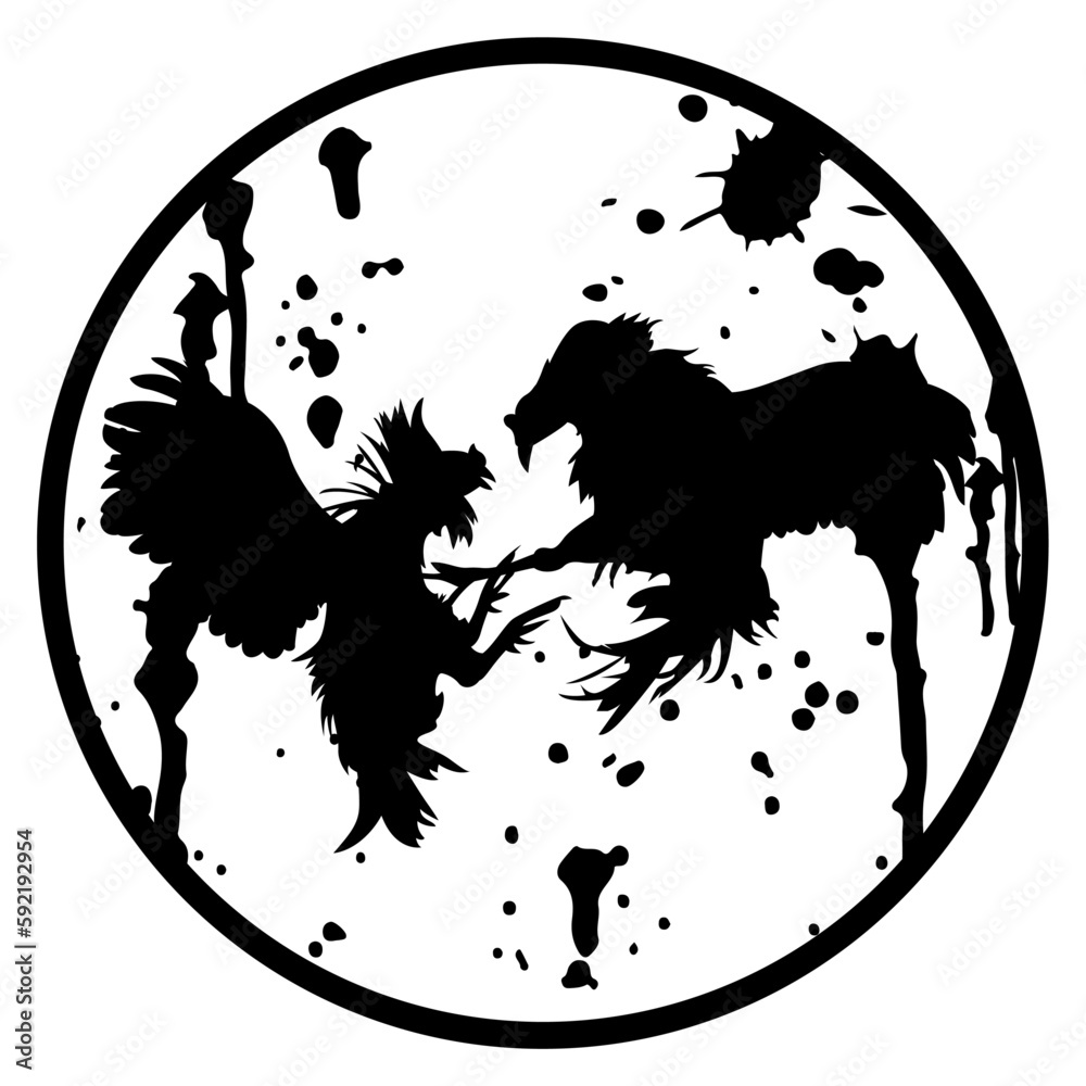 blood spattered rooster fight Stock Vector | Adobe Stock