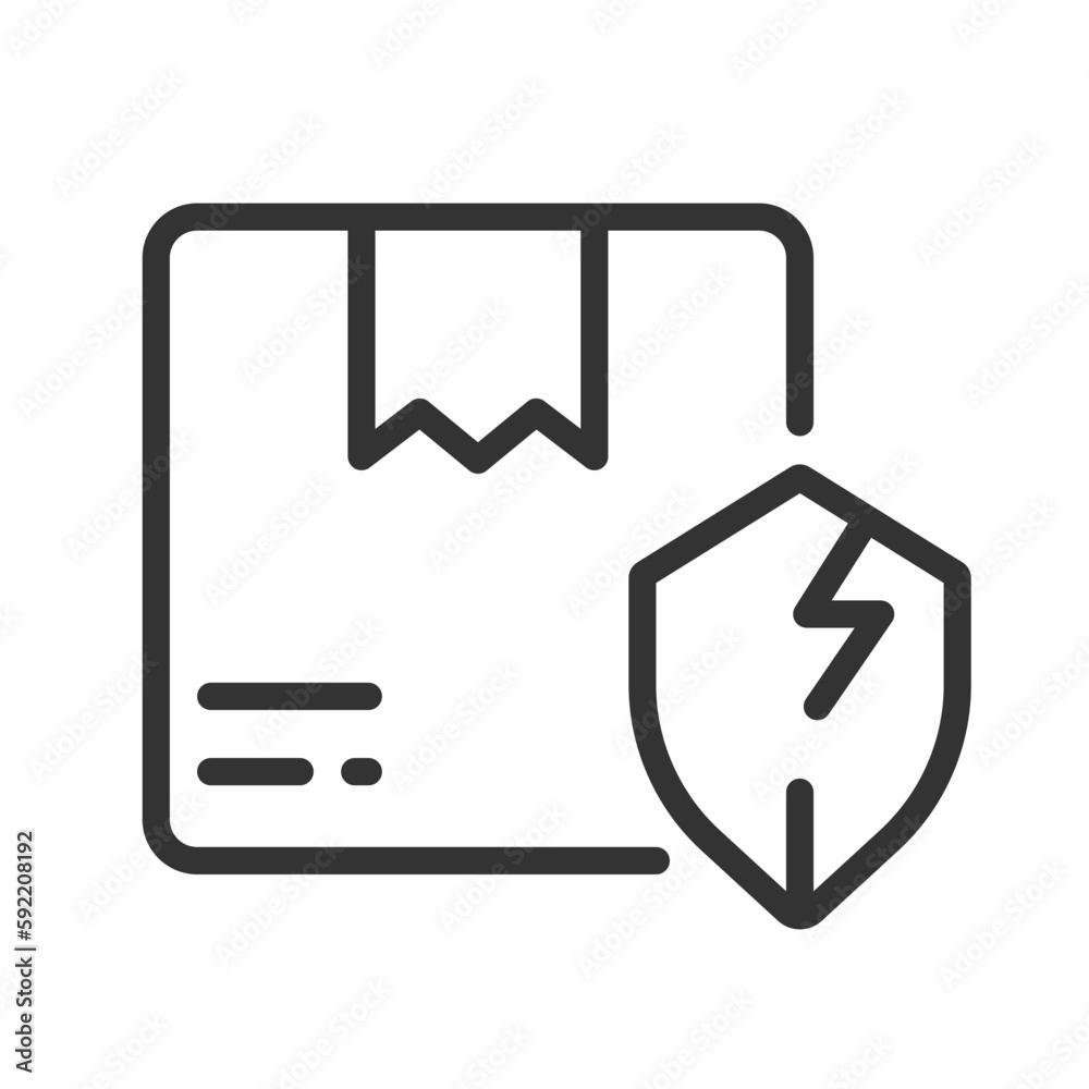 Unprotected parcel pixel perfect linear icon. Order damage. Delivery ...