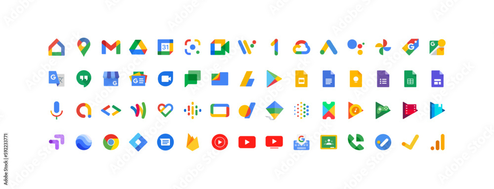 Google apps - Collection of popular google apps logo. Vector. editorial ...