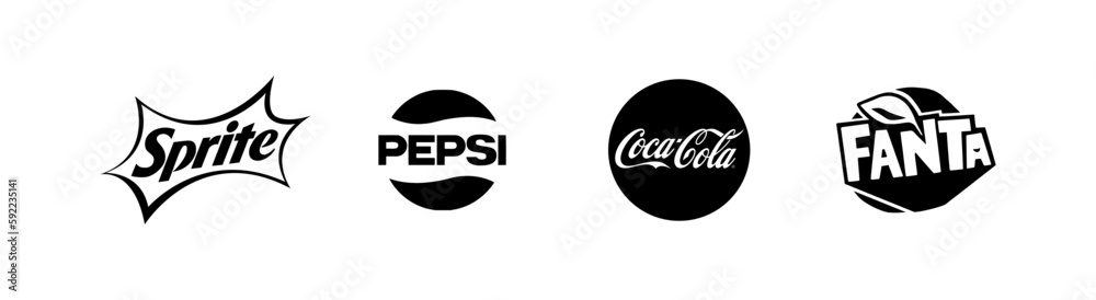 Sprite; Pepsi; Coca Cola; Fanta - Top drink company brand logo. Vector ...