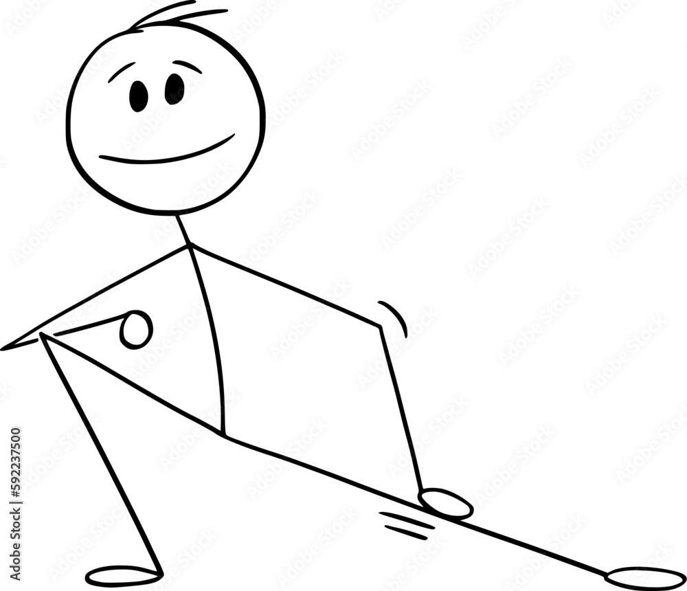 Body Stretching Pose, Vector Cartoon Stick Figure Illustration Stock ...