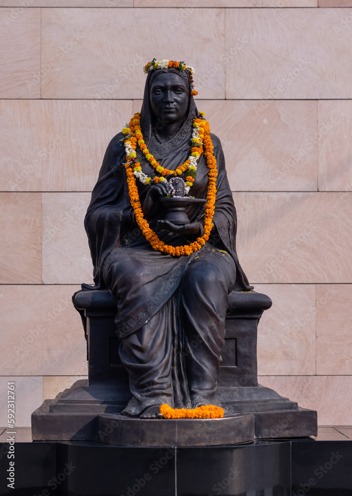 12-foot high statue of Queen Ahilya Bai holkar made of chlorite schist ...