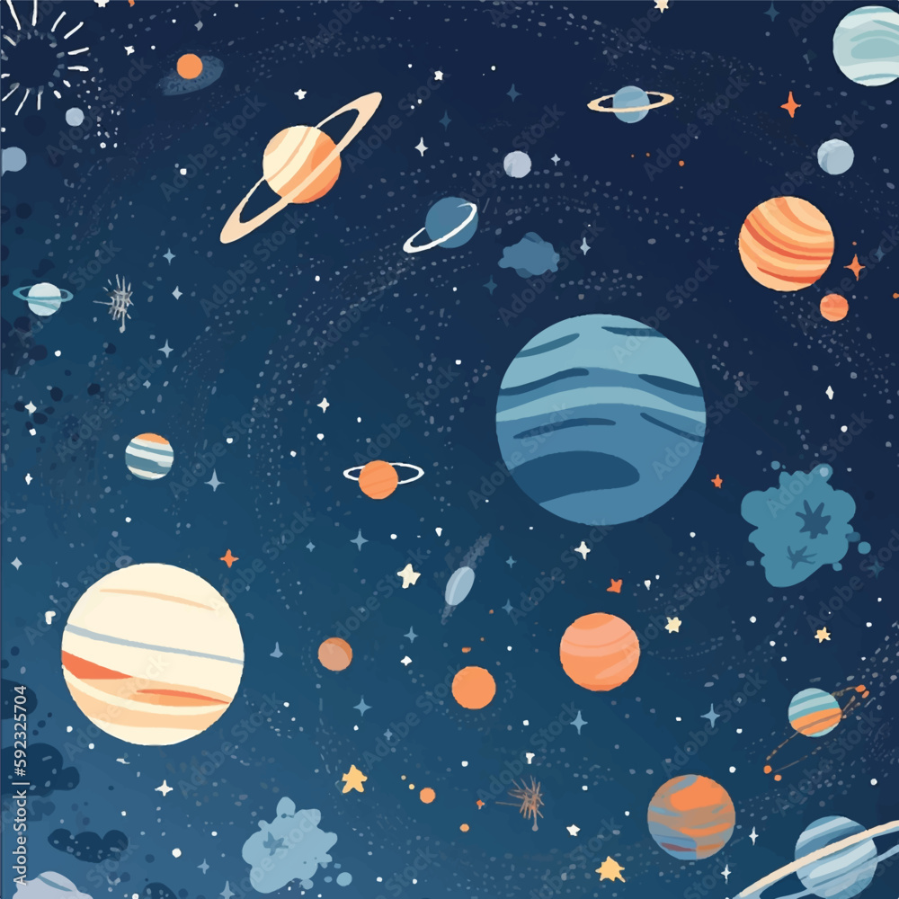Milky way universe 2d design Stock Vector | Adobe Stock