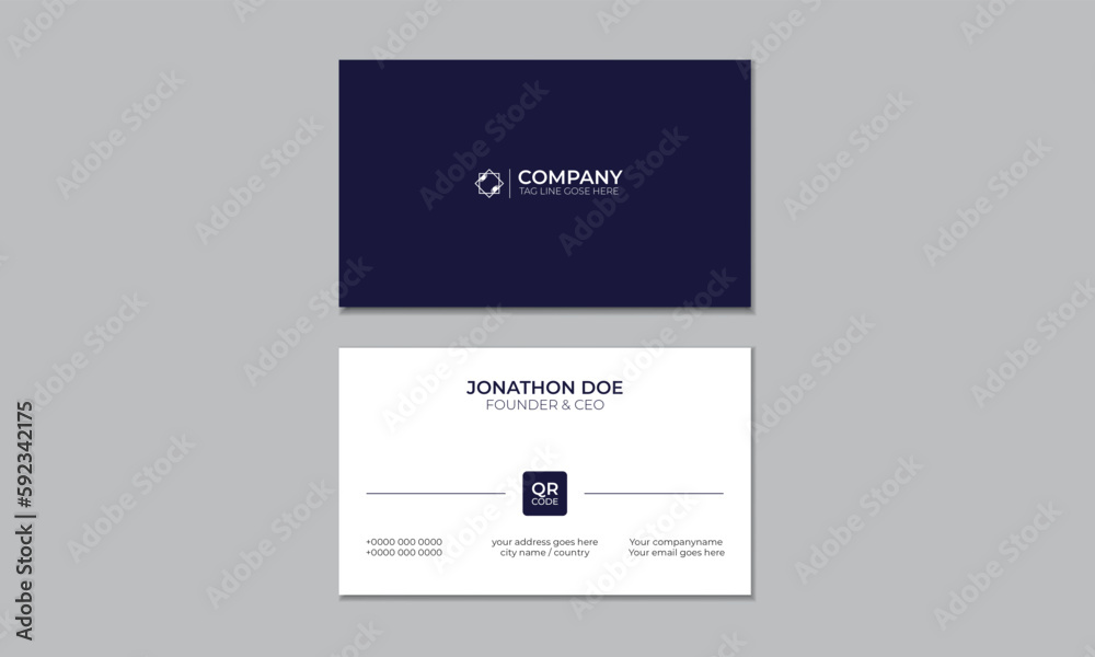 Business card template Fresh Card Minimal Design White and Blue own ...