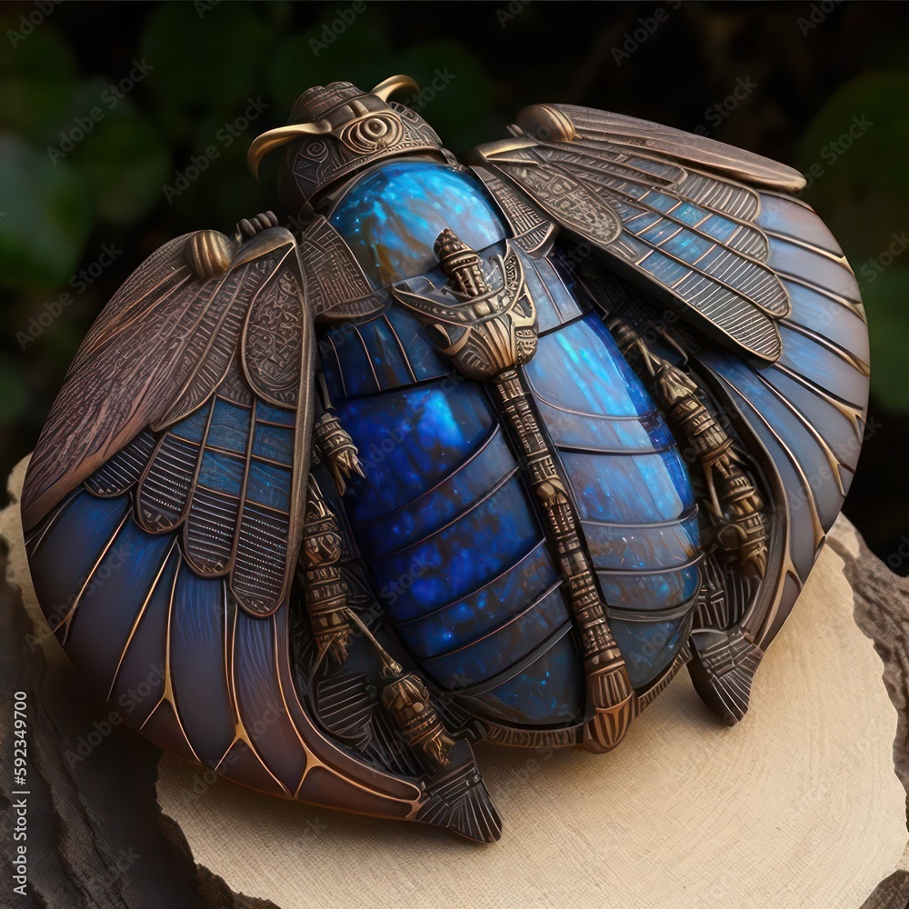 Illustration Stock An egyptian scarab beetle open wings made out of ...