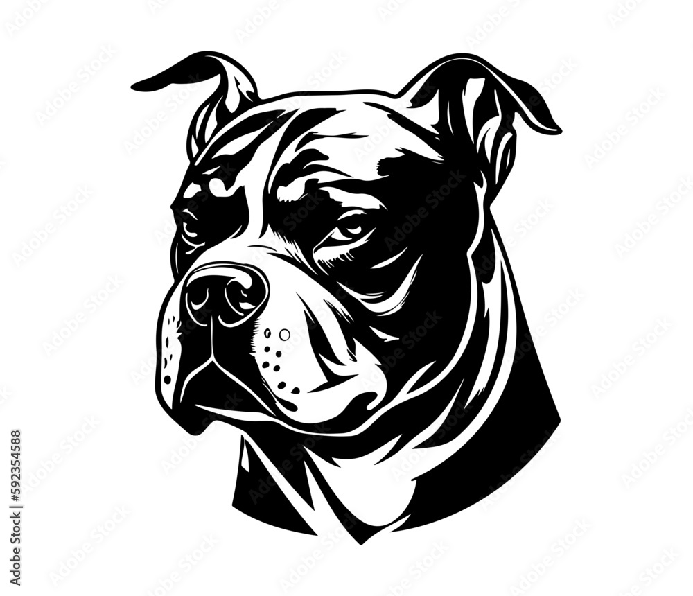 Vector de Stock American bully, Silhouettes Dog Face SVG, black and ...