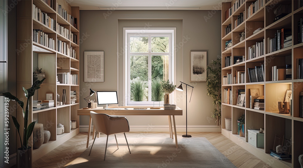 Bookshelf background online webinar virtual meeting interior home ...