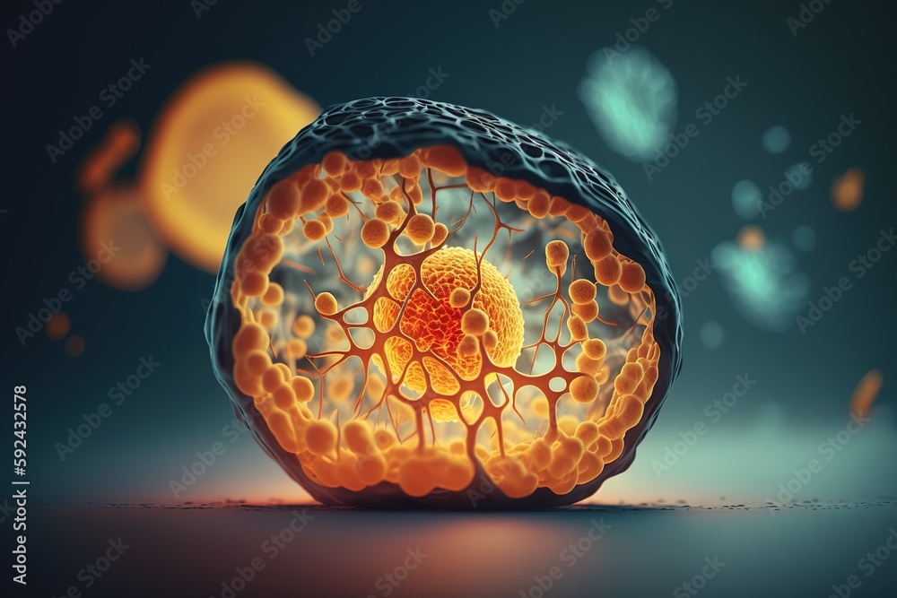 Human cell. Embryonic stem cell microscope. Components of Eukaryotic ...