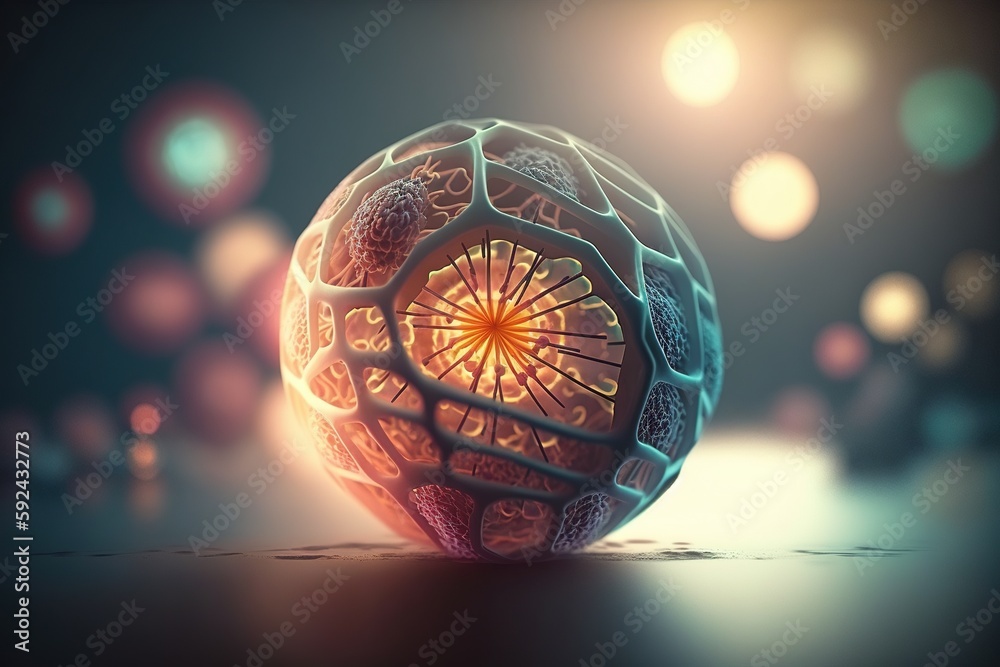 Ilustración de Stock Human cell. Embryonic stem cell microscope ...