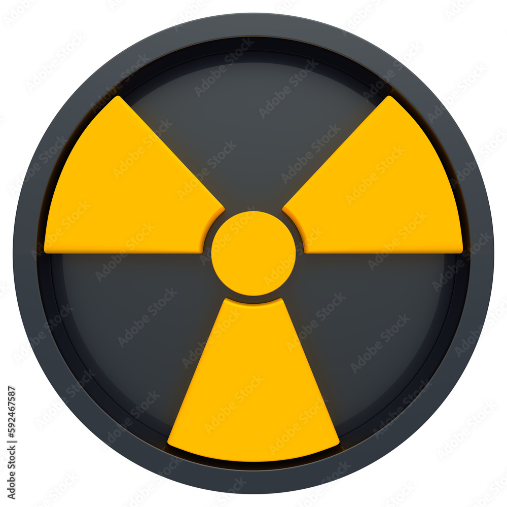Radiation warning sign 3d representation, nuclear symbol isolated on ...
