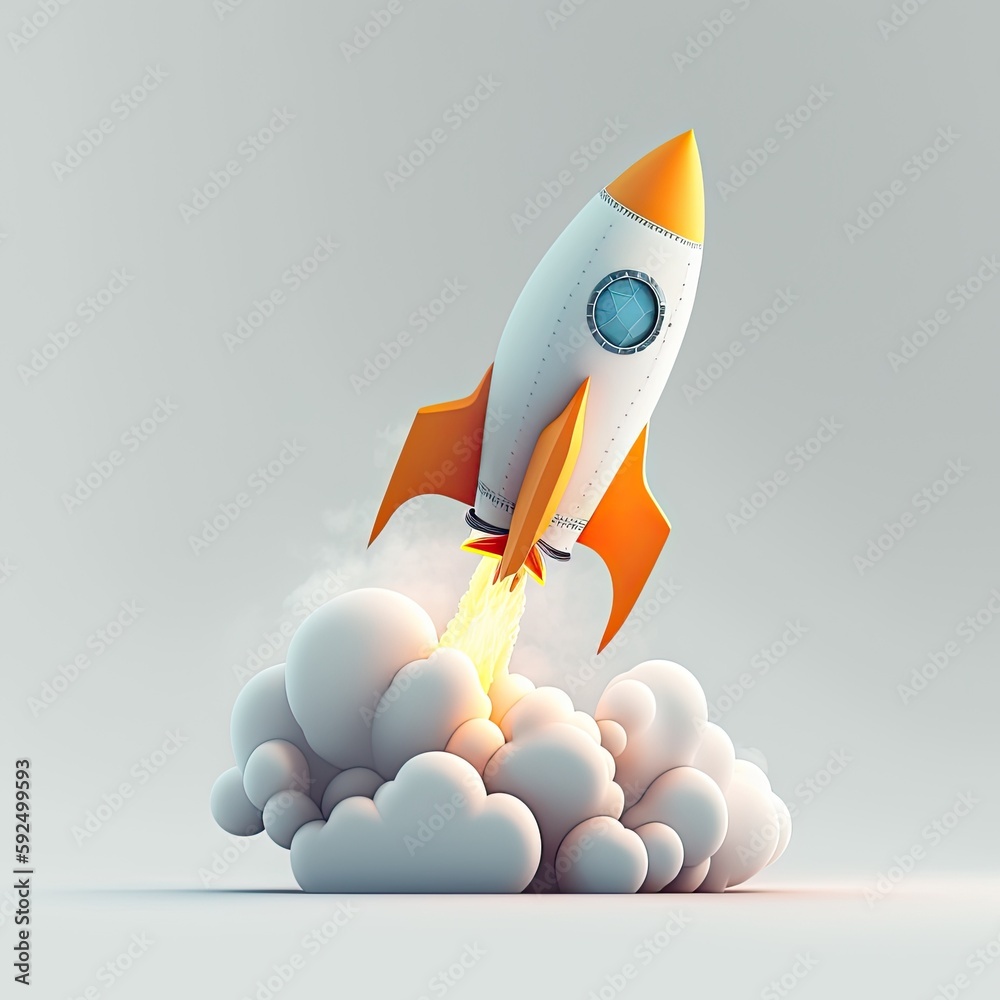 Space rocket flying toward the clouds believable rocket icon Having a ...