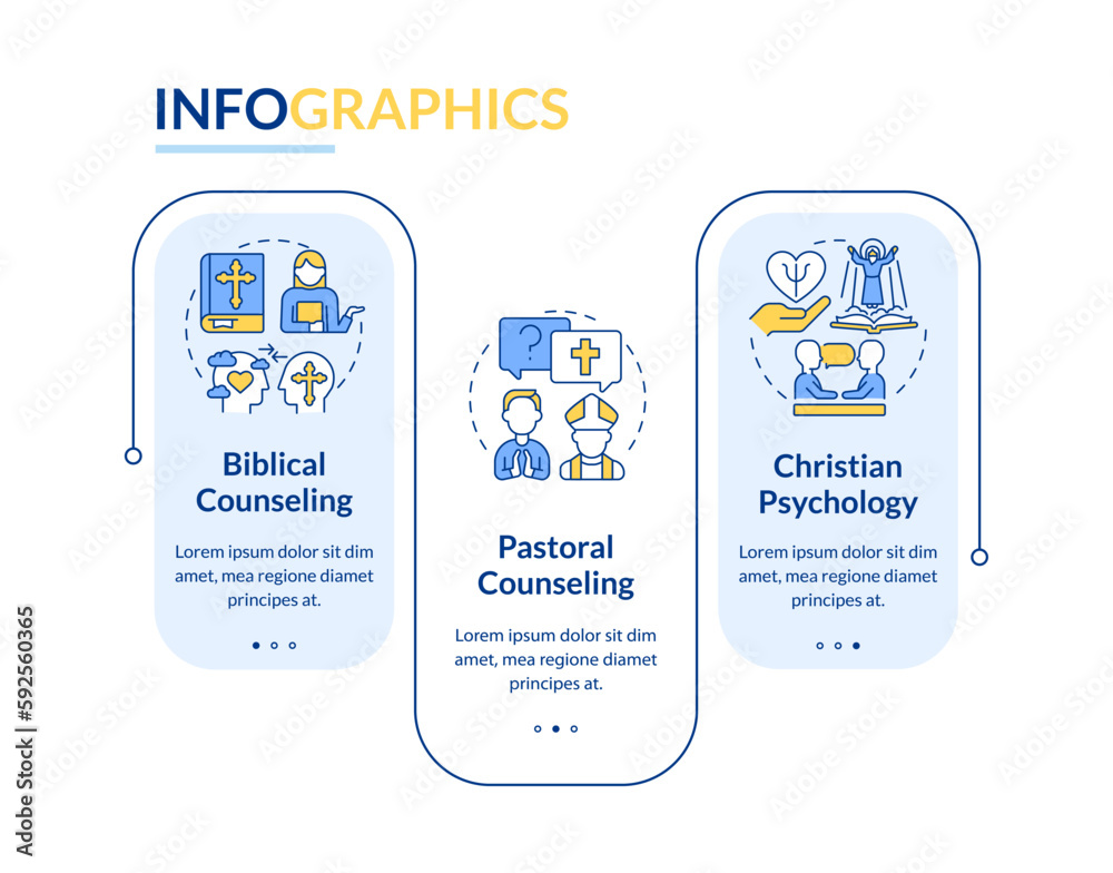 Christian counseling rectangle infographic template. Support. Data ...