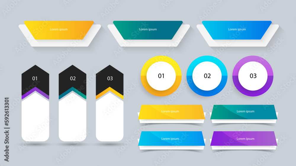 Set of modern infographic elements. Empty text box for presentation ...