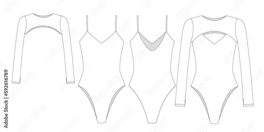 Stock-Vektorgrafik „"Woman and girl sustainable swimwear, technical ...