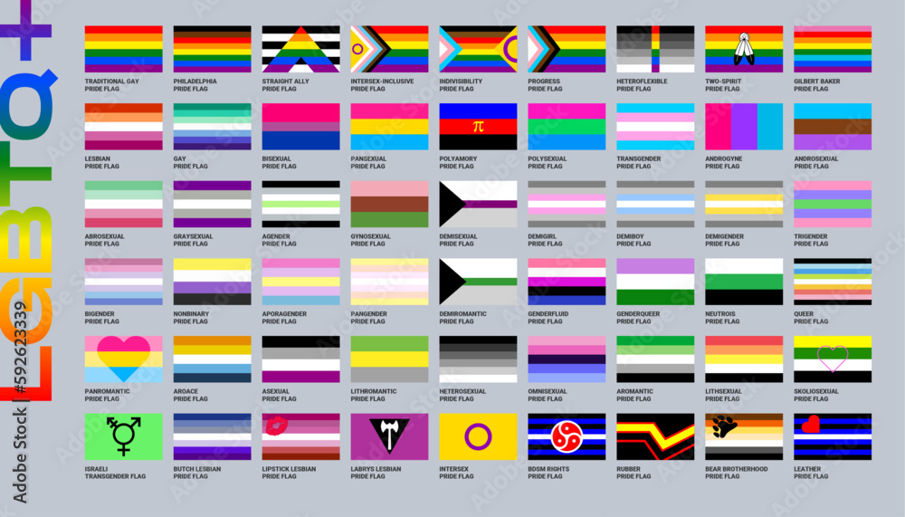 LGBT sexual identity pride flags gender collection. Flag of gay ...