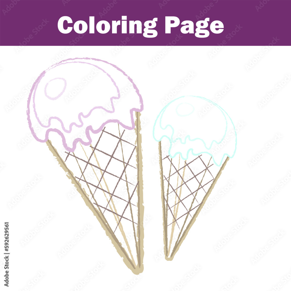 Coloring page with ice cream. Color the picture. Educational children ...