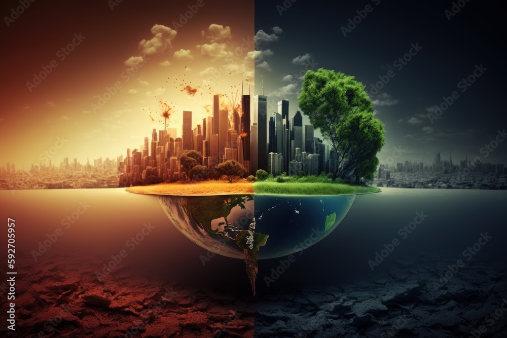 Global warming and climate change concept. Generative AI Stock Illustration | Adobe Stock