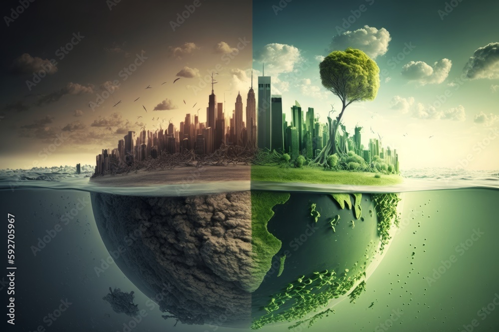 Global warming and climate change concept. Generative AI Stock ...