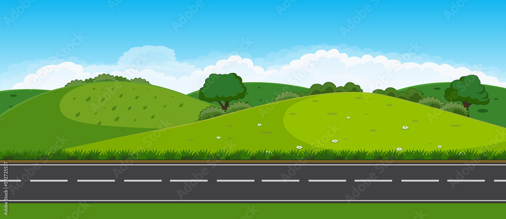 cartoon summer car road background Stock Illustration | Adobe Stock
