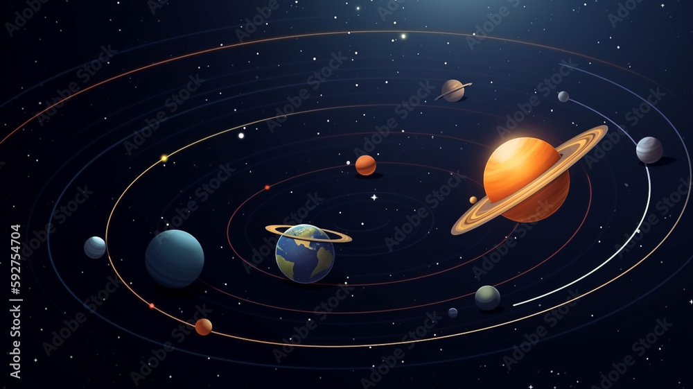 Solar system deep space planets and sun, background banner or wallpaper illustration. Stock ...