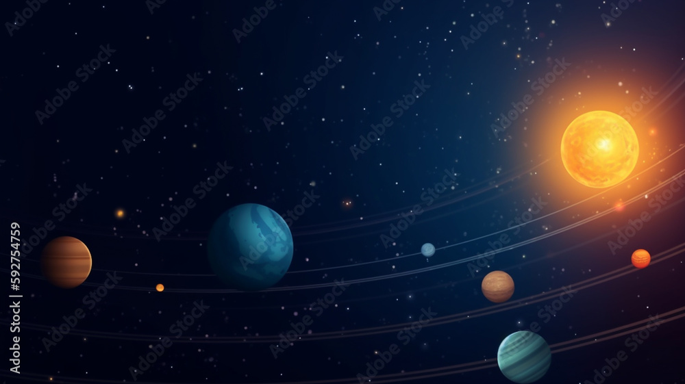 Solar system deep space planets and sun, background banner or wallpaper ...