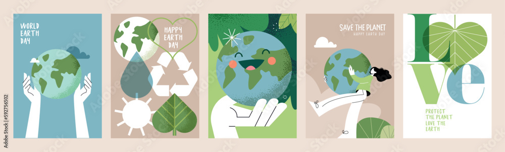 Earth day poster set. Vector illustrations for graphic and web design ...
