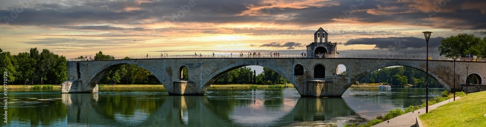 Avignon, France, Pont d'Avignon, Ruins of famous medieval bridge, with ...