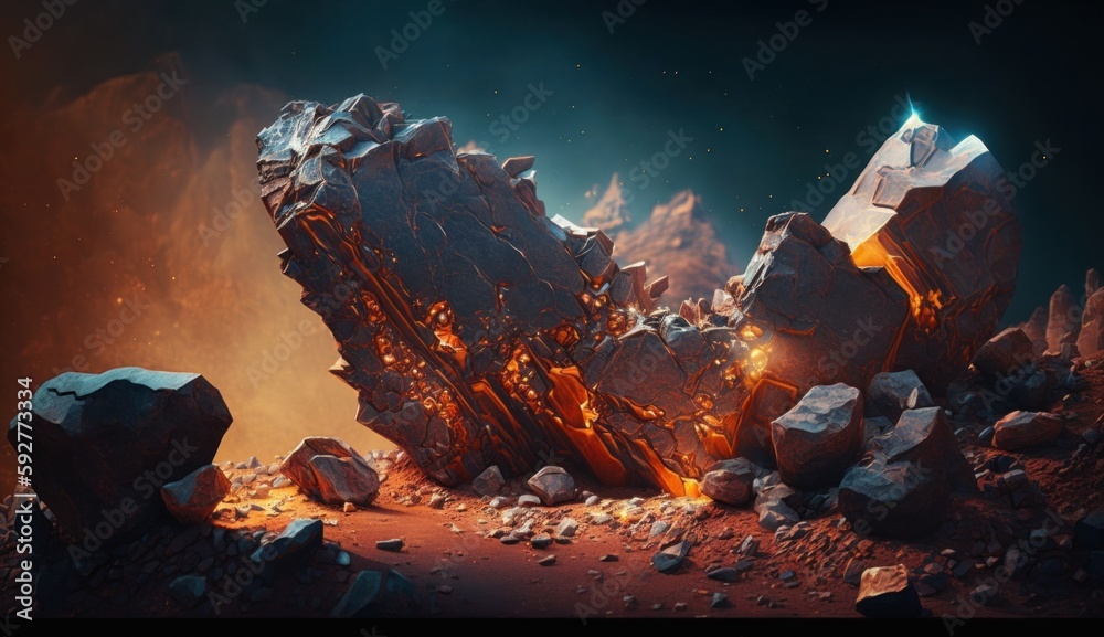 Ilustración de Stock iron ore nugget in a crystalline vein. Precious ...