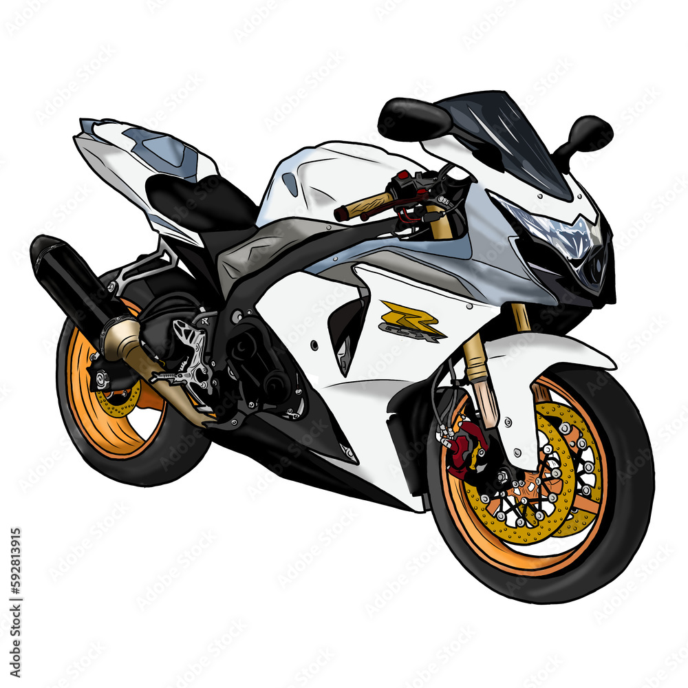 3D Illustration of a Modified Superbike R 1000 Four Cyllinder Engine ...